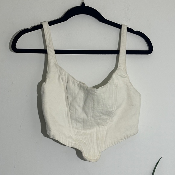 Zara | Tops | Zara Cream Structured Crop Top | Poshmark